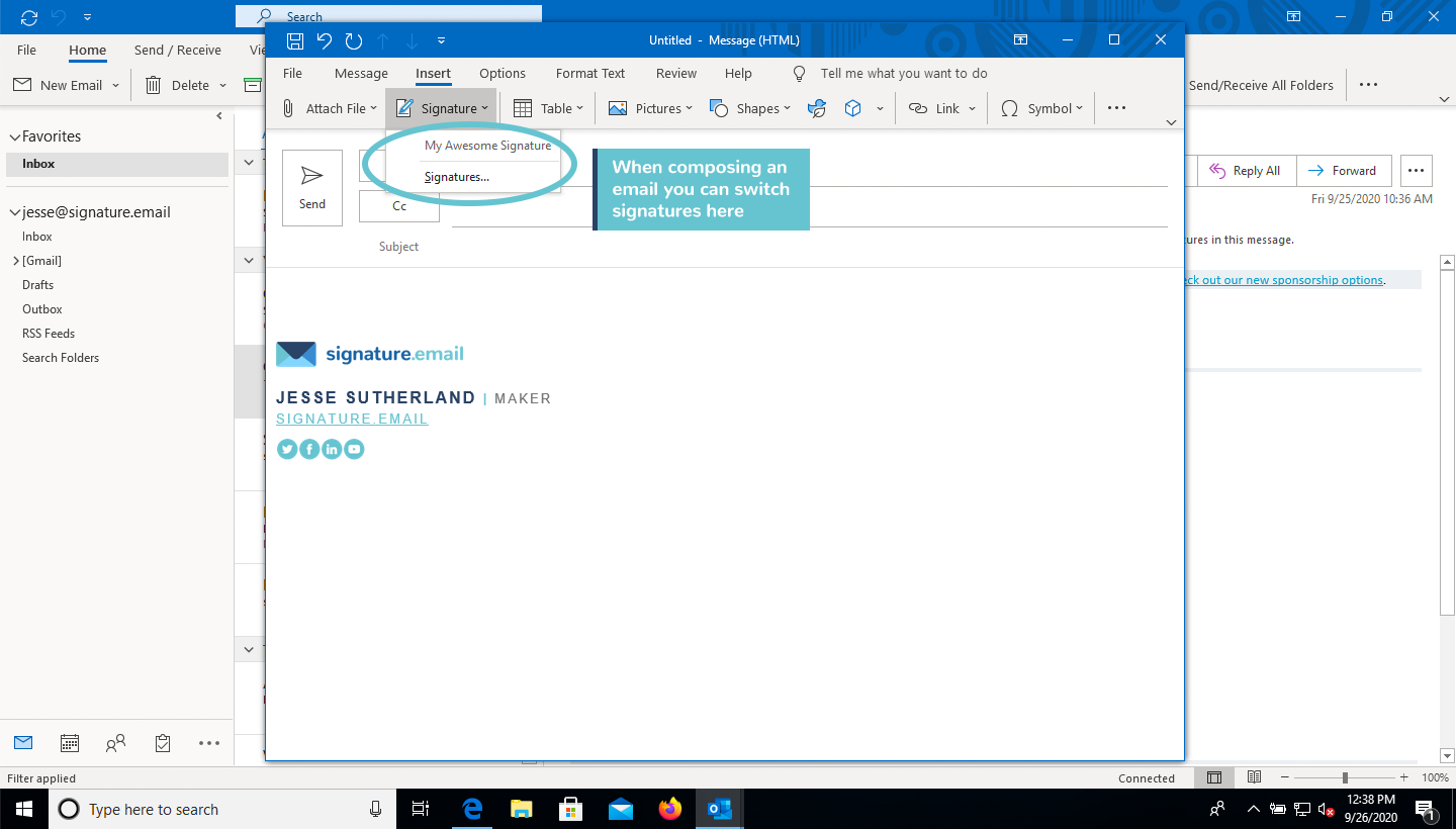 How To Assign A Signature To Two Email Accounts In Outlook Okeae